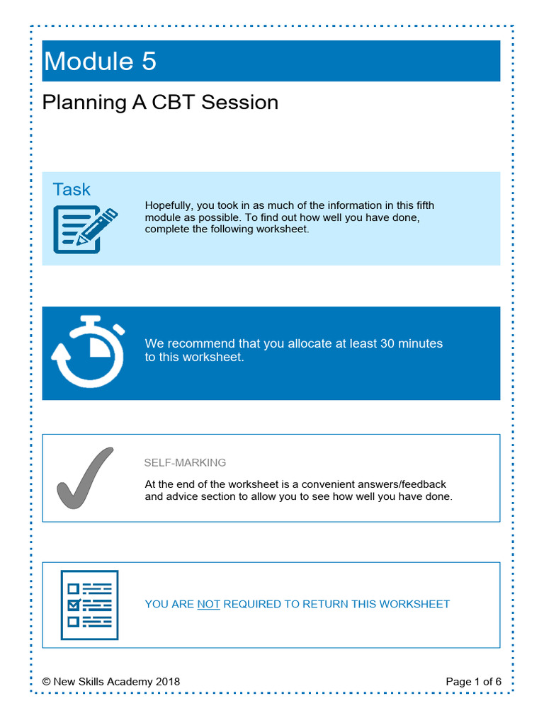 CBT Worksheet Module 5 | PDF | Cognitive Behavioral Therapy | Psychotherapy