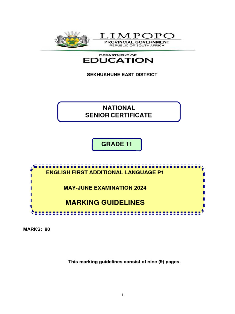 English FAL P1 Grade 11 MG May-June 2024 | PDF | Plastic | Question