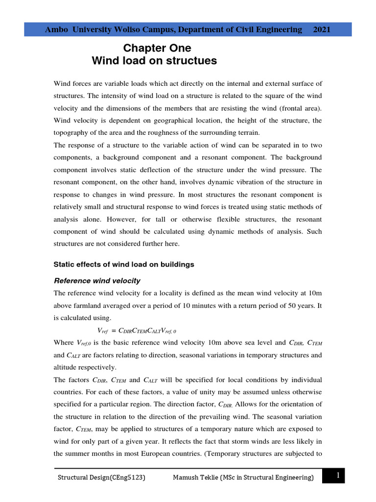 Chapter 1 Wind Load On Structues | PDF | Wound | Pressure