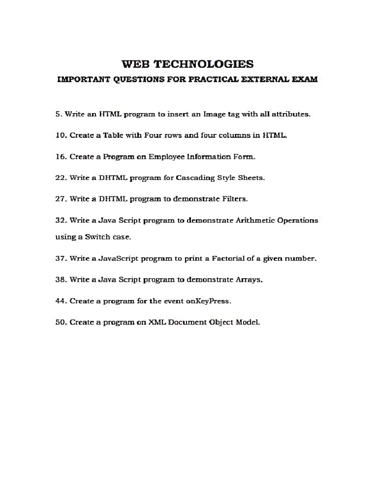 Web Technologies Practical Important Programs-1 | PDF