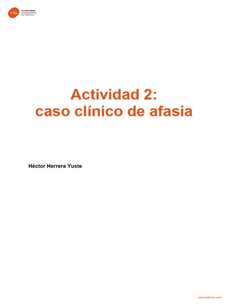Neuropsicología Clínica - Caso Clínico de Afasia | PDF | Afasia | Neurociencia
