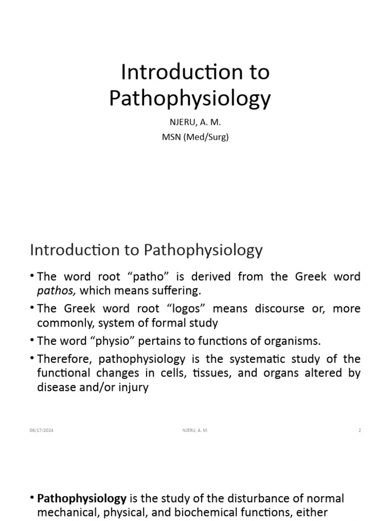 Introduction To Pathophysiology | PDF | Medical Diagnosis | Pathology