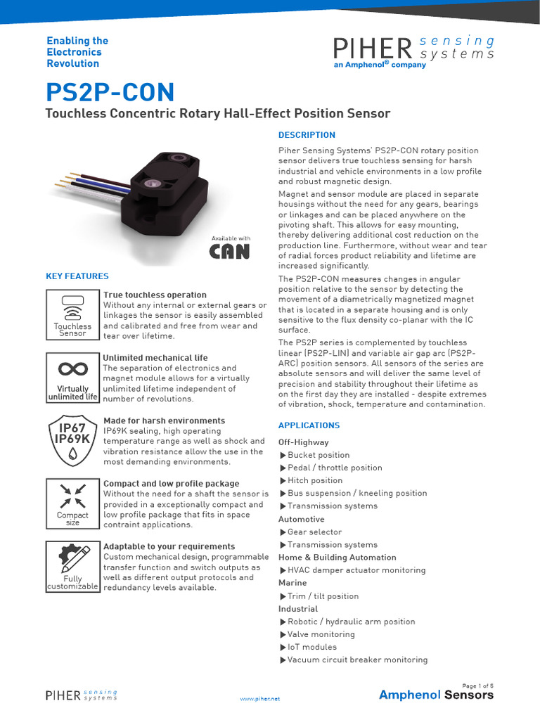 Piher Ps2p-Con | PDF | Sensor | Gear