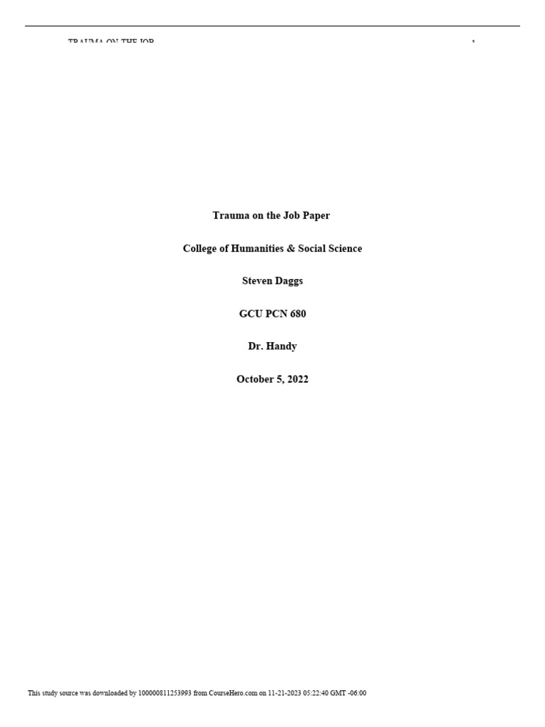Trauma On The Job Paper 1 | PDF | Cognitive Behavioral Therapy ...