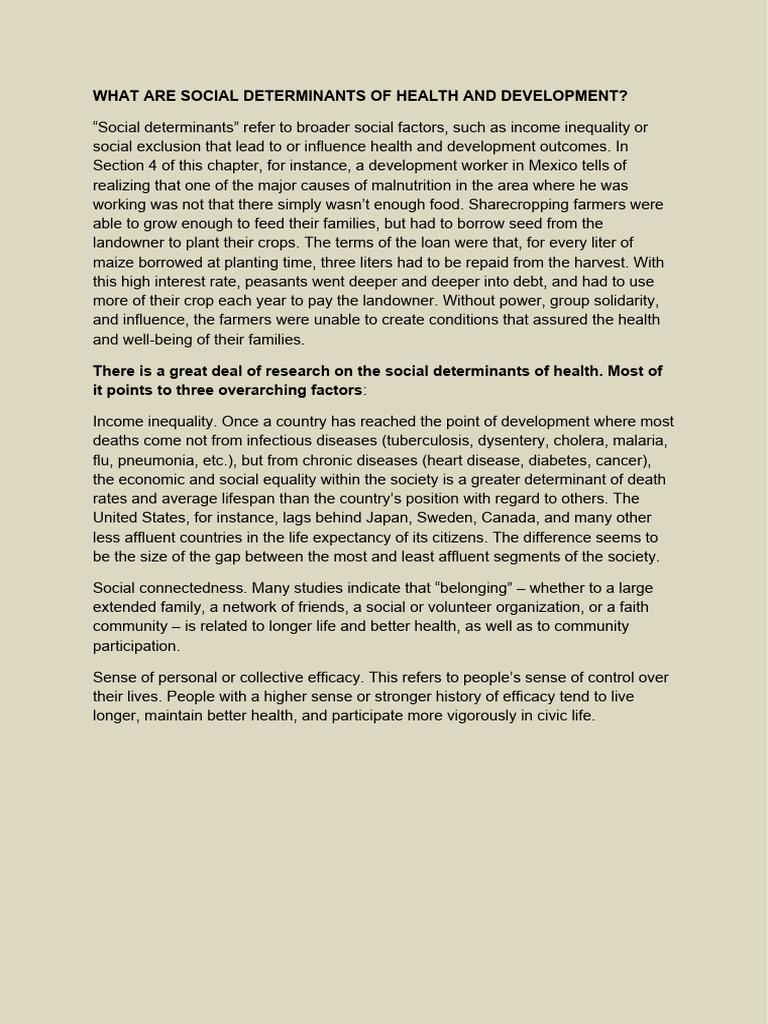 Understanding Social Determinants Of Health Pdf Community Interview