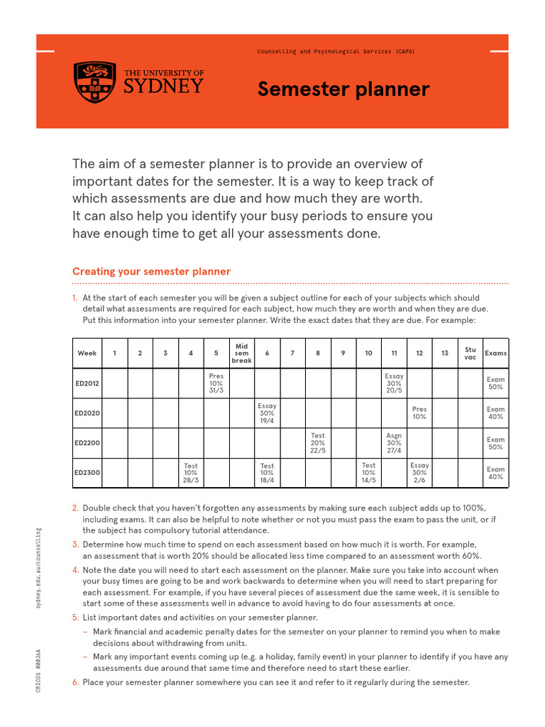 Semester Planner | PDF | Academic Term