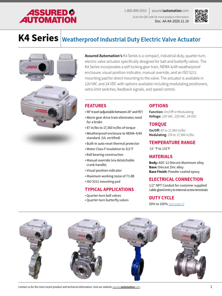K4 Datasheet | PDF | Valve | Actuator