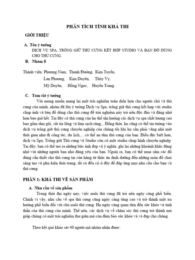 Phân Tích Tính KH Thi | PDF Phân Tích Tính KH Thi | PDF