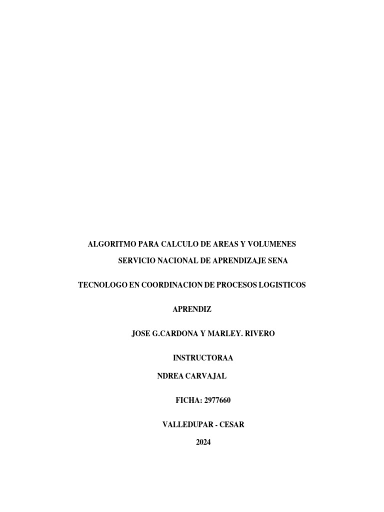 Algoritmo Para El Cálculo de Áreas y Volúmenes (Marley y Jose Cardona) | Descargar gratis PDF ...