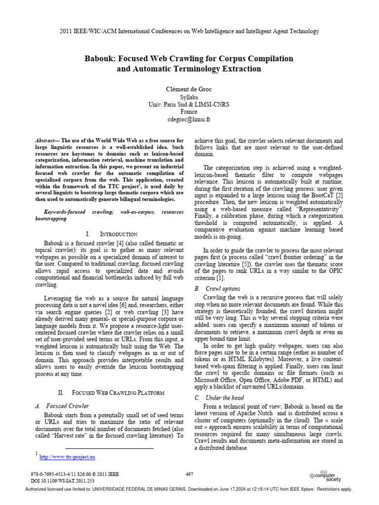 Babouk Focused Web Crawling For Corpus Compilation and Automatic ...