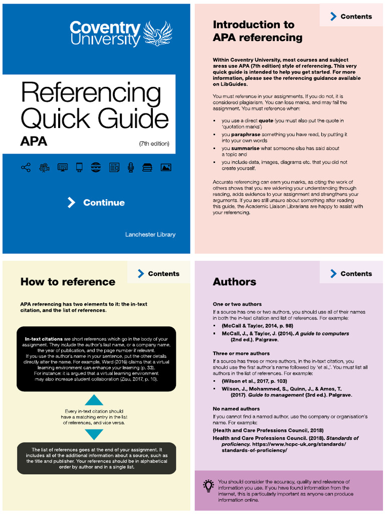 APA Referencing Quick Guide Printable Sept 2022 | PDF
