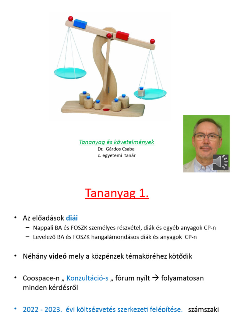 01.közpénzügyi Tananyag, Követelmények - HANG | PDF