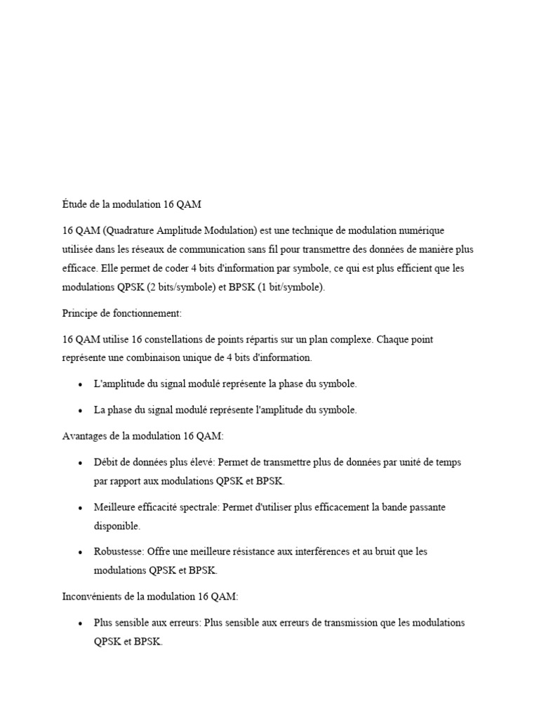 Étude de La Modulation 16 QAM | PDF | Modulation | Débit binaire