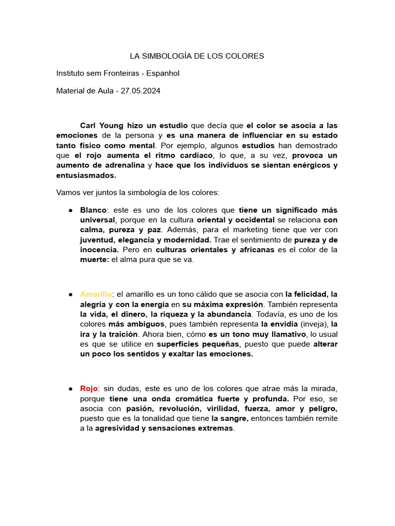 La simbología de los colores | PDF | Color | Amor