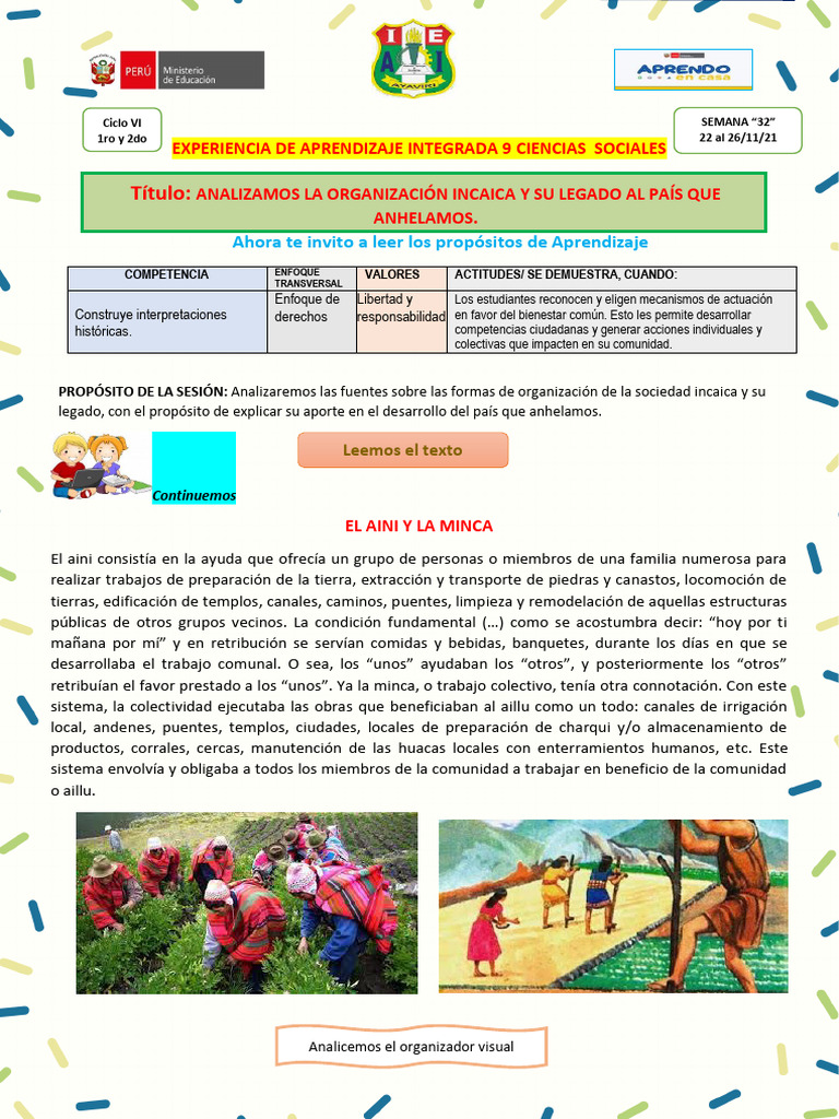 CCSS 1° y 2° Sem.32 (22 Al 26 - 11.21) | PDF | Imperio Inca