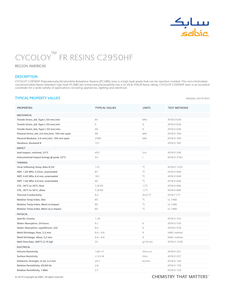 CYCOLOY™ FR Resins - C2950HF - Americas - Technical - Data - Sheet-1 ...
