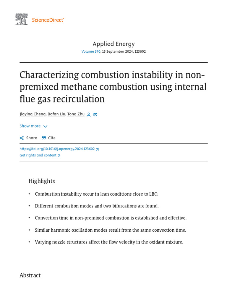Characterizing combustion instability in non-premixed methane combustion using internal flue gas ...
