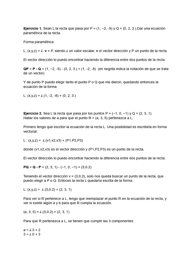 Ejercicios Resueltos Unidad 1 | PDF | Línea (geometría) | Vector Euclidiano