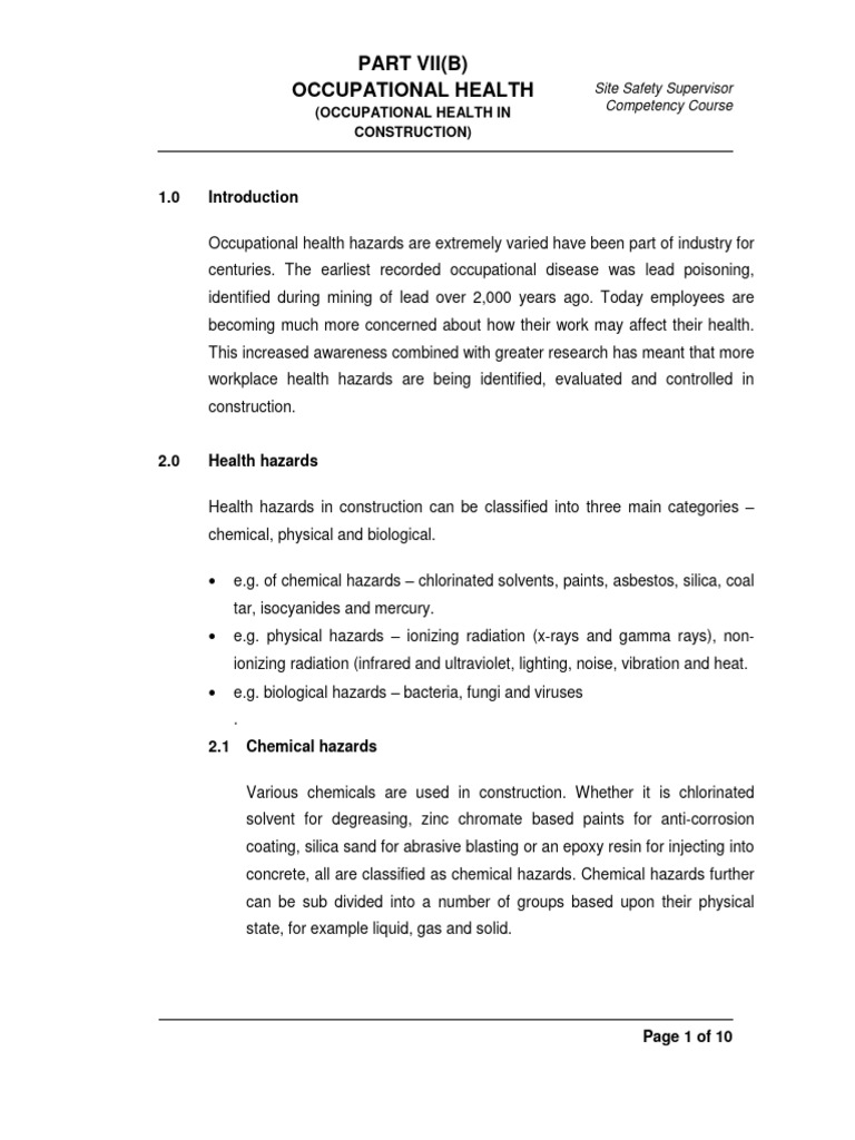 37-Occupational Health in Construction | PDF | Occupational Safety And ...