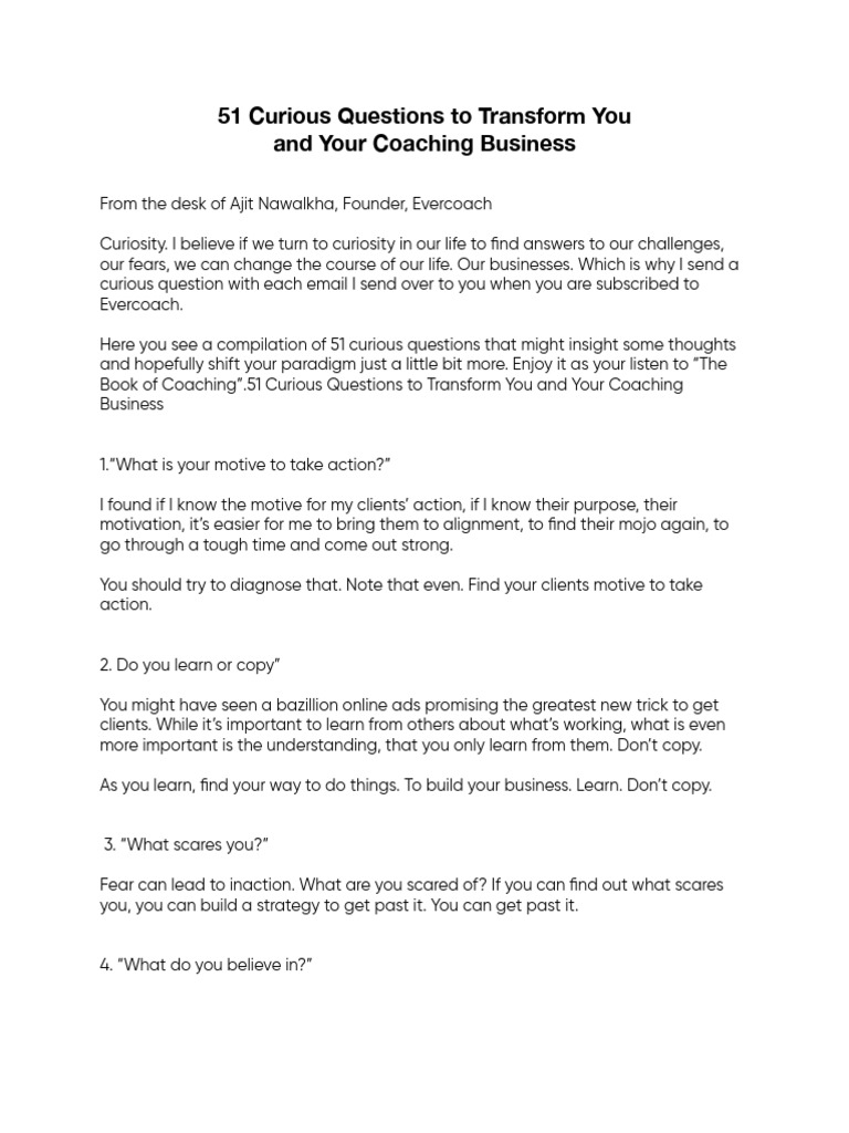 Transform Your Coaching with 51 Questions | PDF | Curiosity | Seinfeld