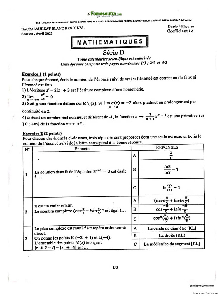 Bac Math D | PDF