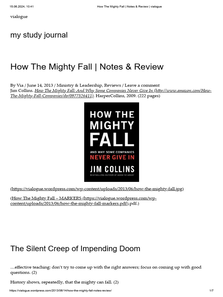 How The Mighty Fall - Notes & Review - Vialogue | PDF | Risk