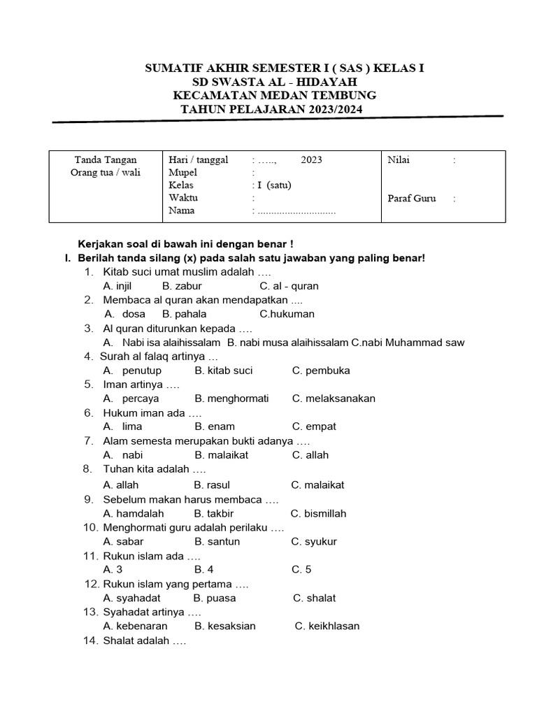Kelas 1 Pak Lukman | PDF