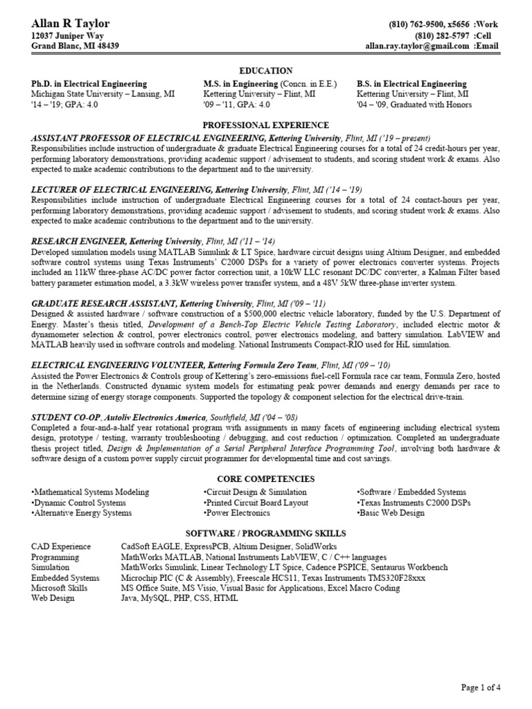 Allan - Taylor CV | PDF | Electric Vehicle | Hybrid Vehicle