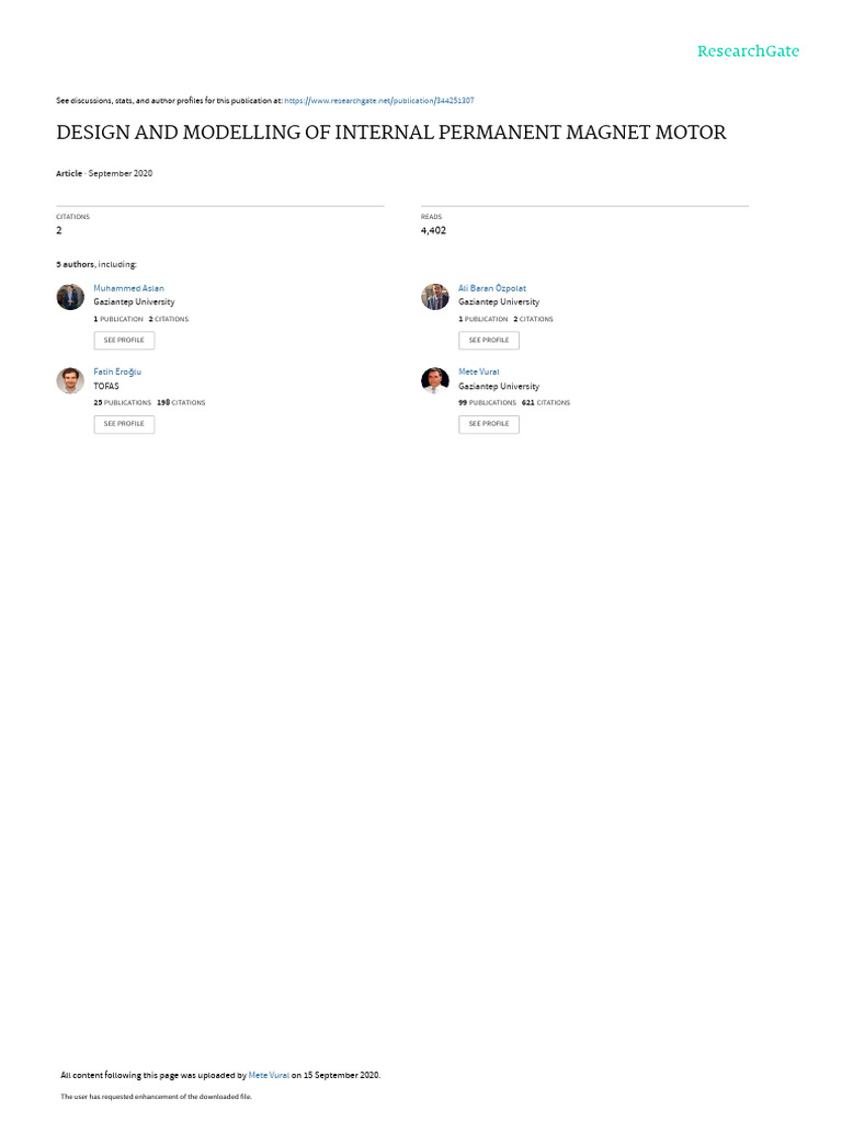 Design and Modelling of Internal Permanent Magnet Motor: September 2020 ...