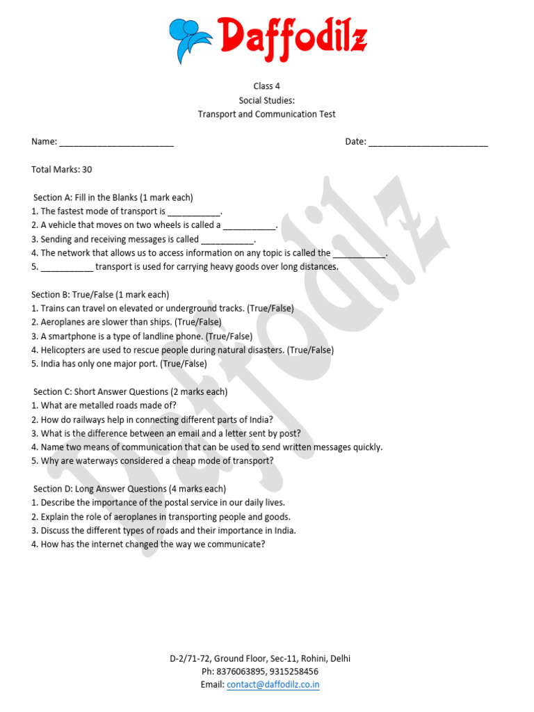 Transport and Communication Test | PDF | Business