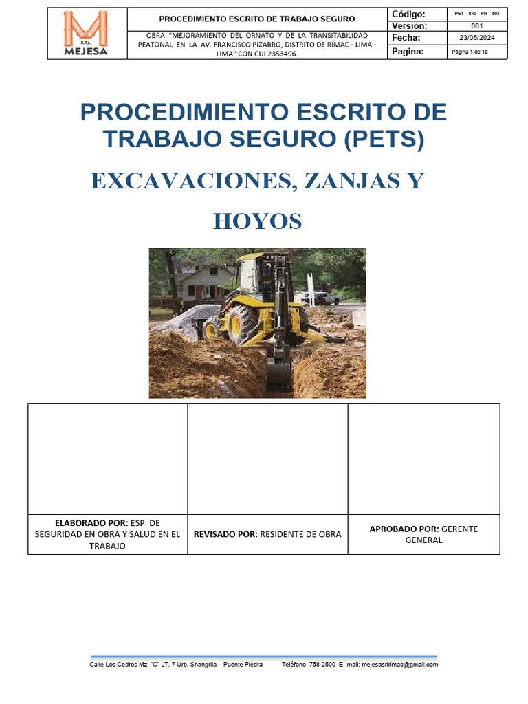 Pets de Excavaciones y Zanjas | PDF | Lima | Puente