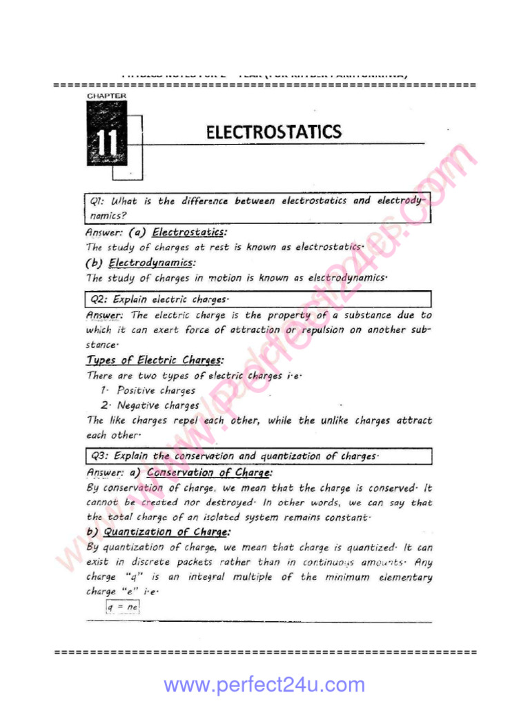 Physics Class 12 Cha 11 Electrostatics KPK | PDF