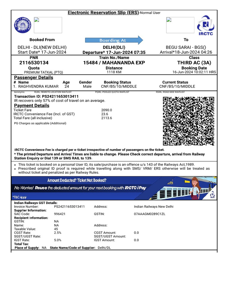 IRCTC Next Generation Eticketing System | PDF | Identity Document