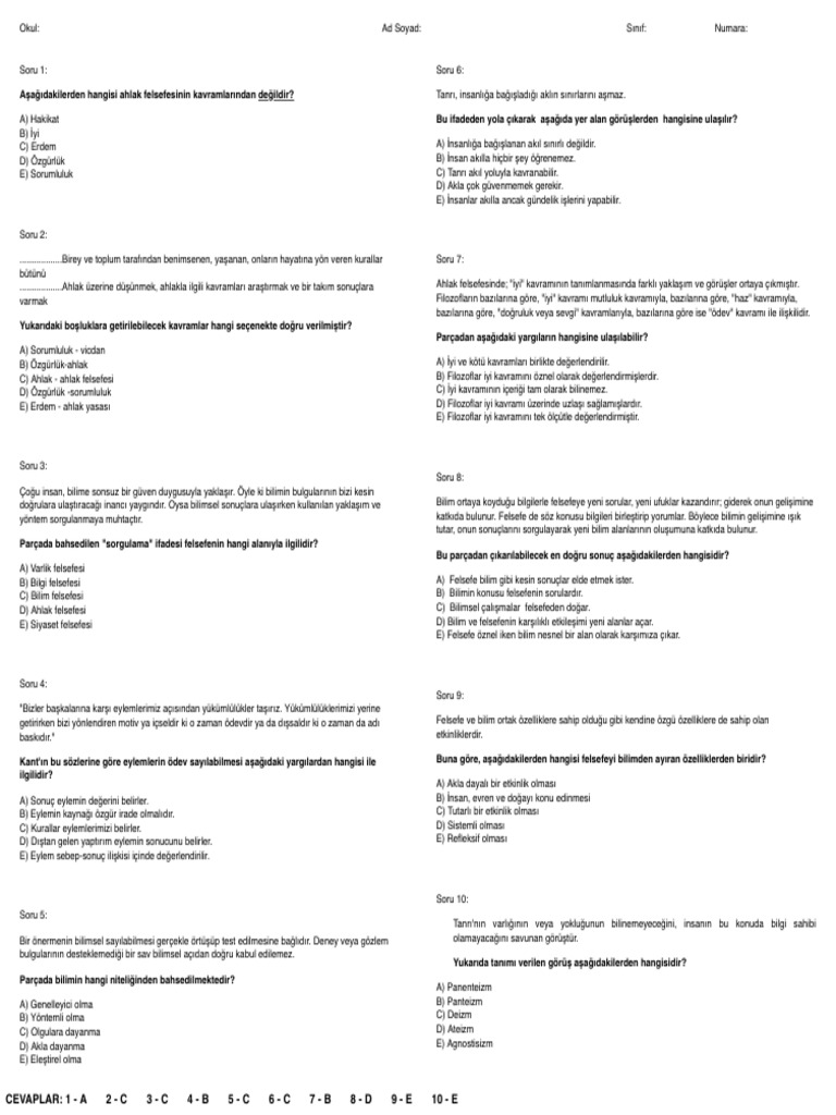 Felsefe Sorular | PDF