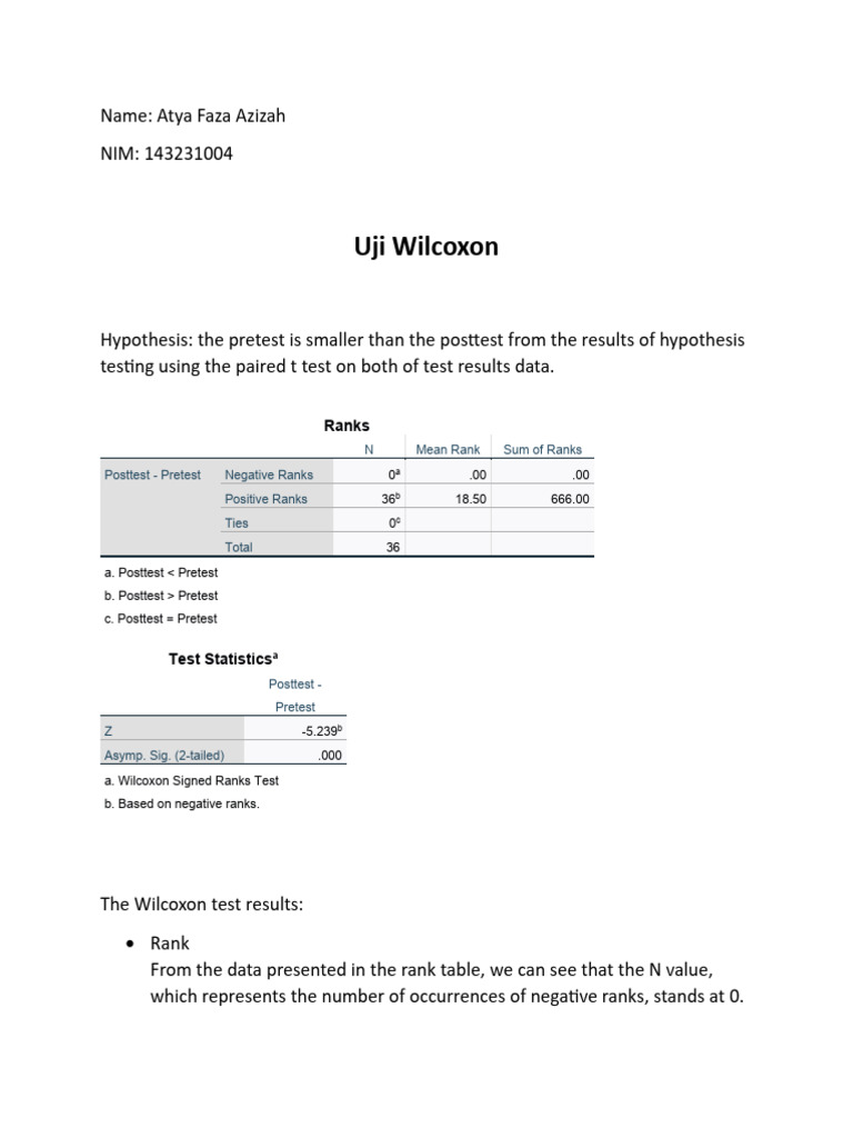 Wilcoxon Results | PDF