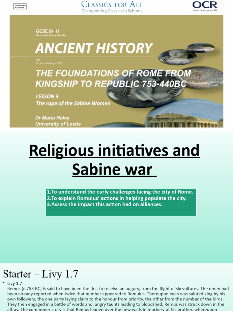 Sabine S | PDF | Romulus And Remus | Ancient Rome