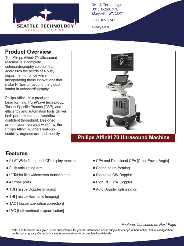 Philips Affiniti 70 Ultrasound Machine | PDF | Medical Ultrasound ...