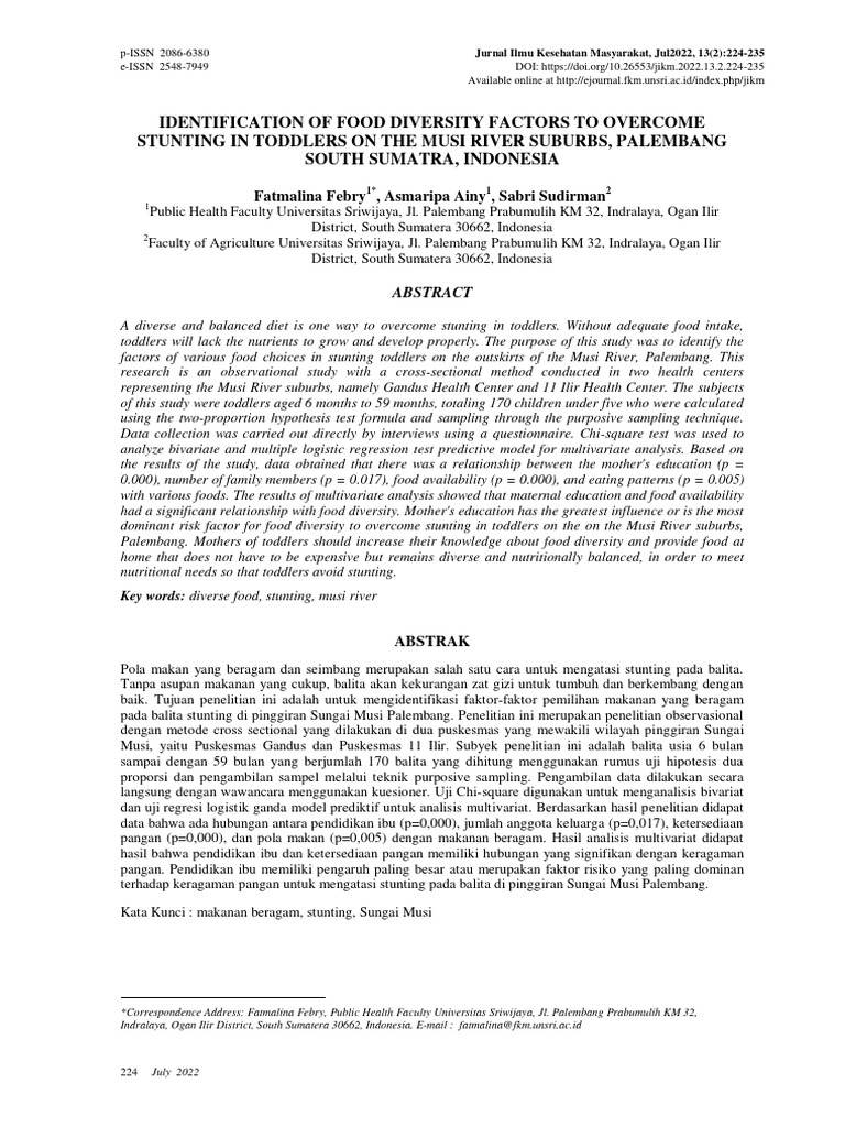 011 Febry2022 - IDENTIFICATION OF FOOD DIVERSITY FACTORS TO OVERCOME ...