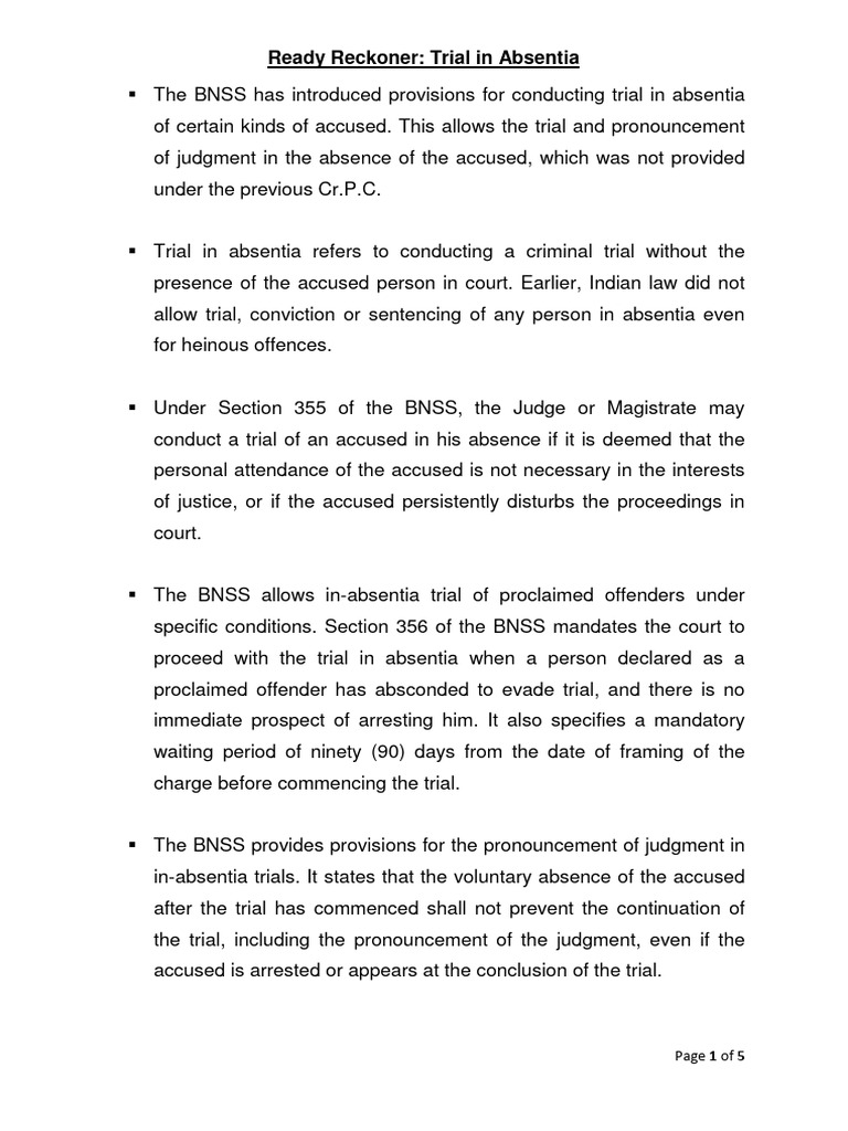 Trial in Absentia Under BNSS Guidelines | PDF | Trials | Political Law