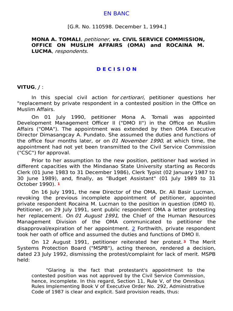 Civil Service Appointment Dispute | PDF | Justice | Crime & Violence