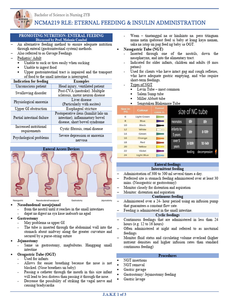 Insulin Administration and Enteral Feeding | PDF | Gastrointestinal ...