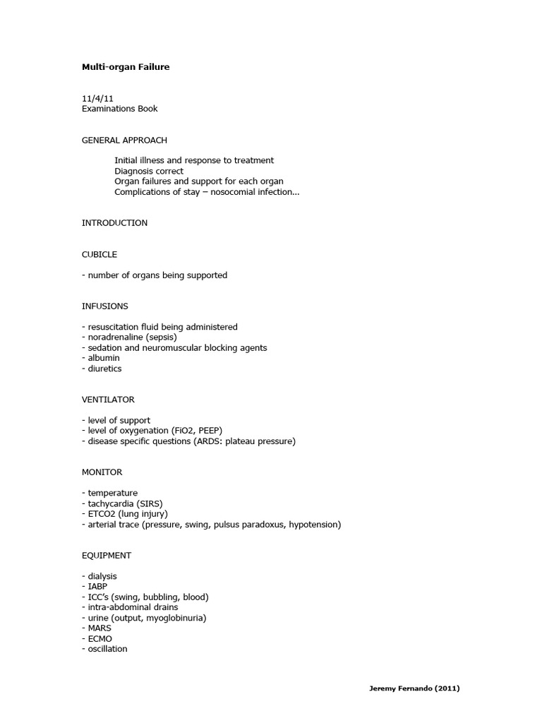 Multi-Organ Failure | PDF