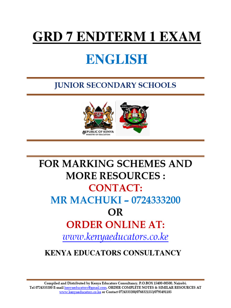 G7 Eng Series 1 &2 Endterm 1 Exams | PDF | Plural | Insects