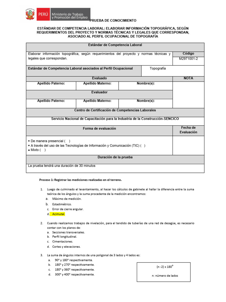PC Ecl 2 Topografía | PDF | Azimut | Topografía