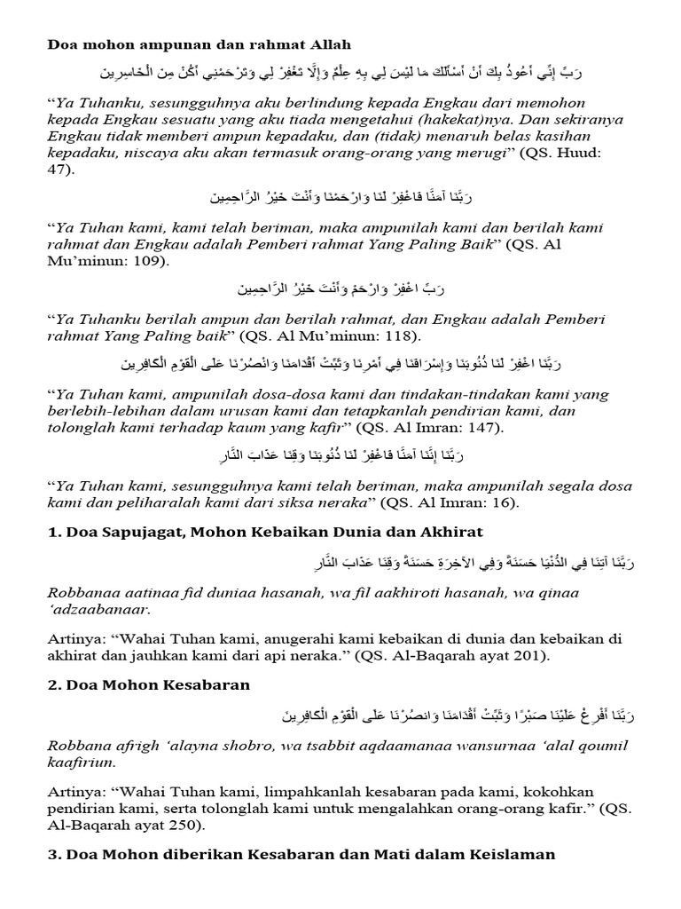 Doa Ampunan dan Rahmat Allah | PDF