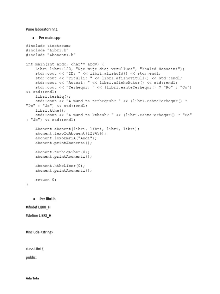 Laborator Ne C++ | PDF