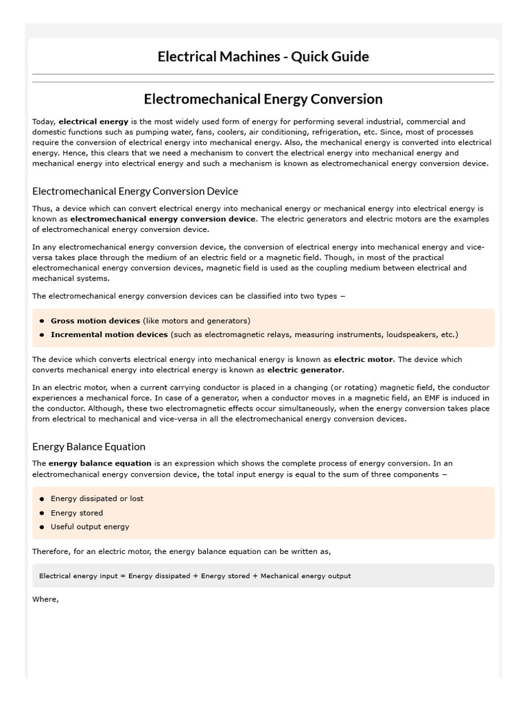 Electrical Machines - Quick Guide | PDF | Transformer | Electromagnetic ...