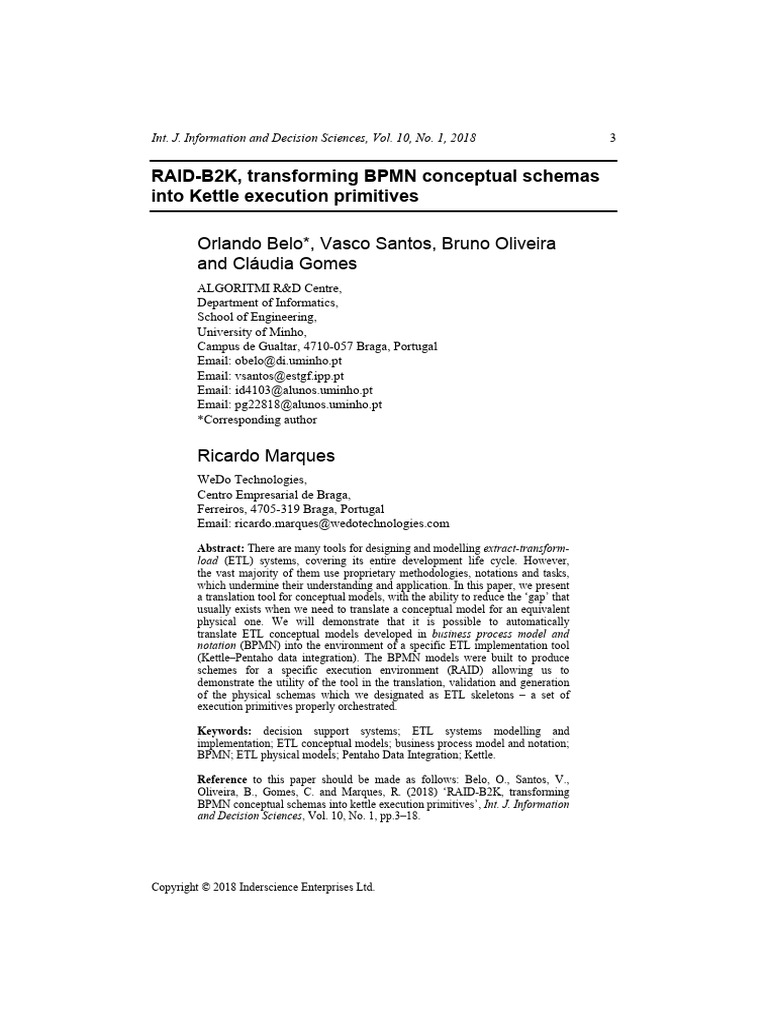 RAID-B2K, transforming BPMN conceptual schemas into Kettle execution ... RAID-B2K, transforming BPMN conceptual schemas into Kettle execution ...