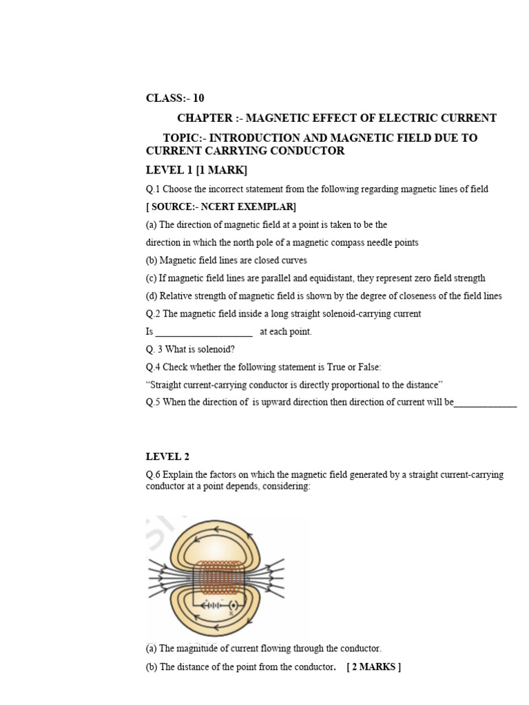 Magnetic Effect of Current - G10 - W2 - 12.1 &12.2 | PDF | Magnetic Field | Physics