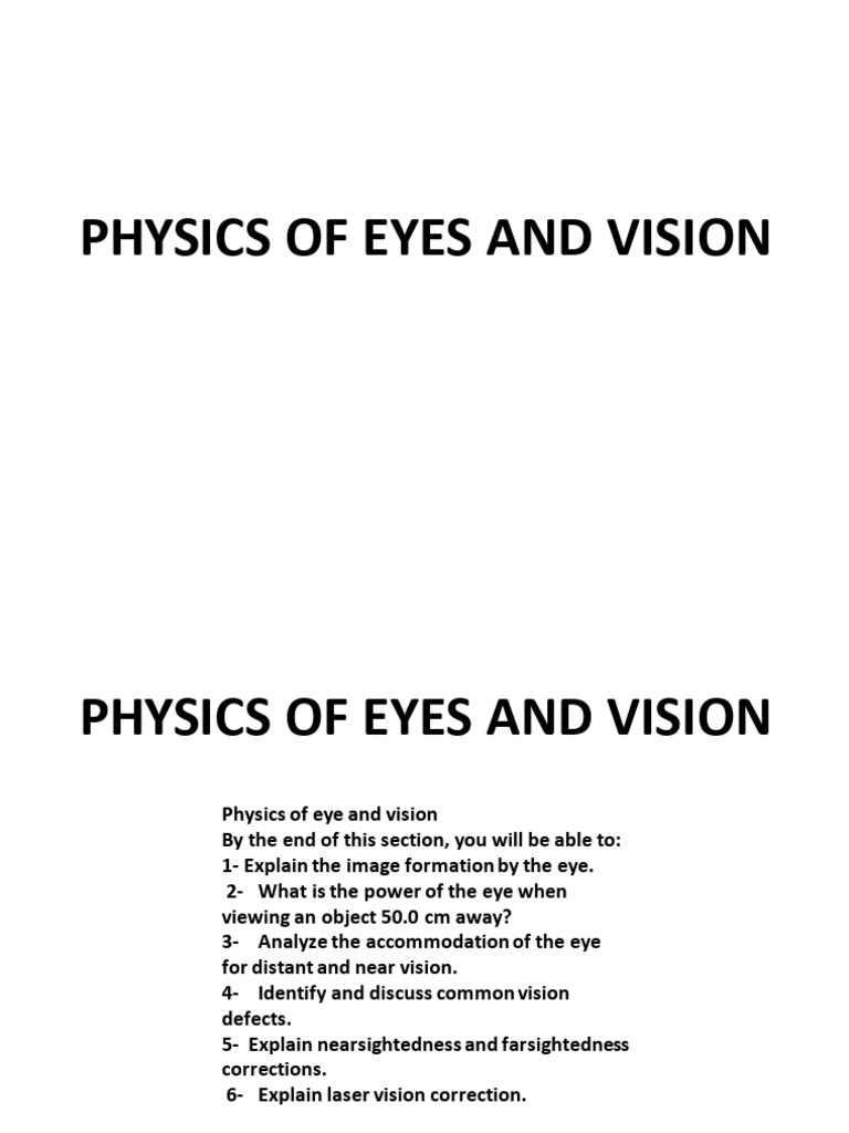 Physics of Eyes and Vision | Download Free PDF | Visual Perception | Eye